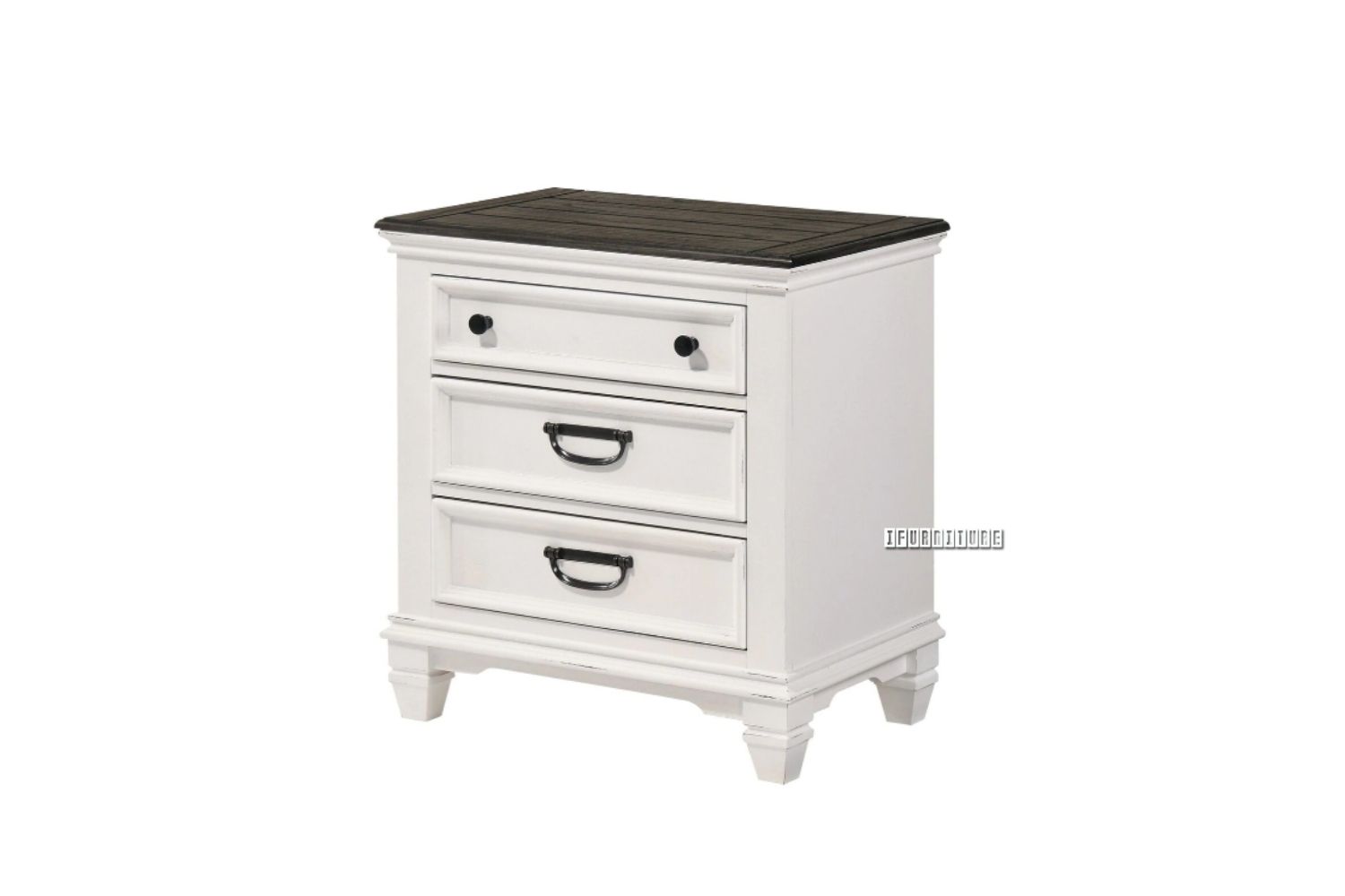 CHARLES Bedside Table (White & Grey)