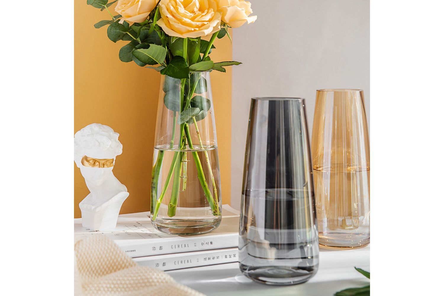 ARTISTIC Colourful Glass Vase in Four Colors