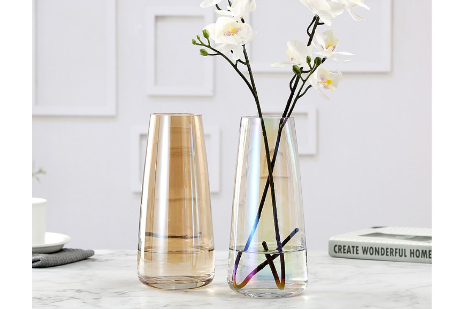 ARTISTIC Colourful Glass Vase in Four Colors