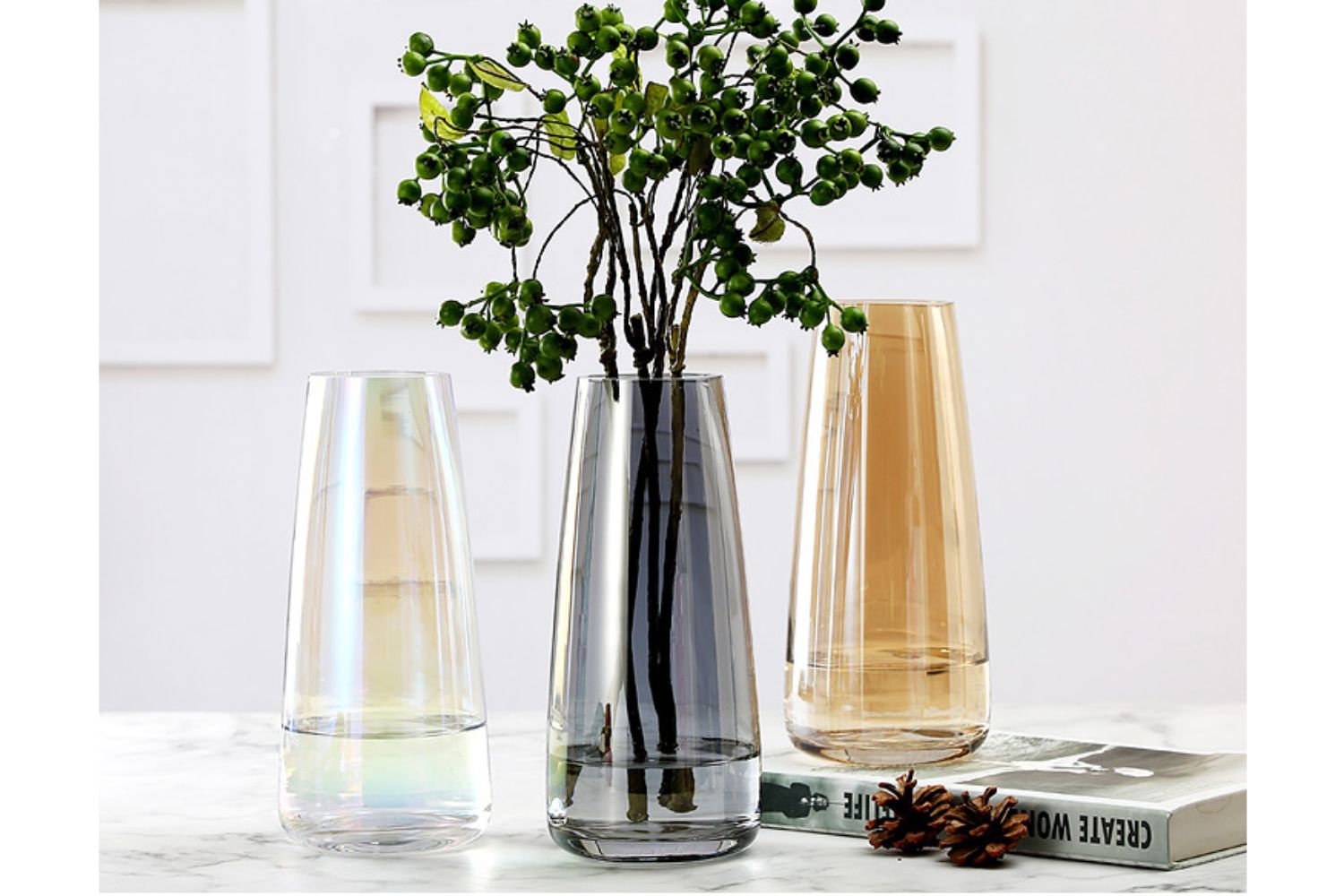 ARTISTIC Colourful Glass Vase - Transparent