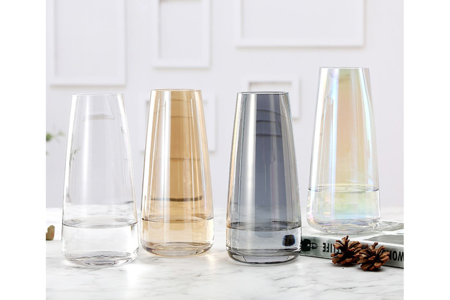 ARTISTIC Colourful Glass Vase - Amber