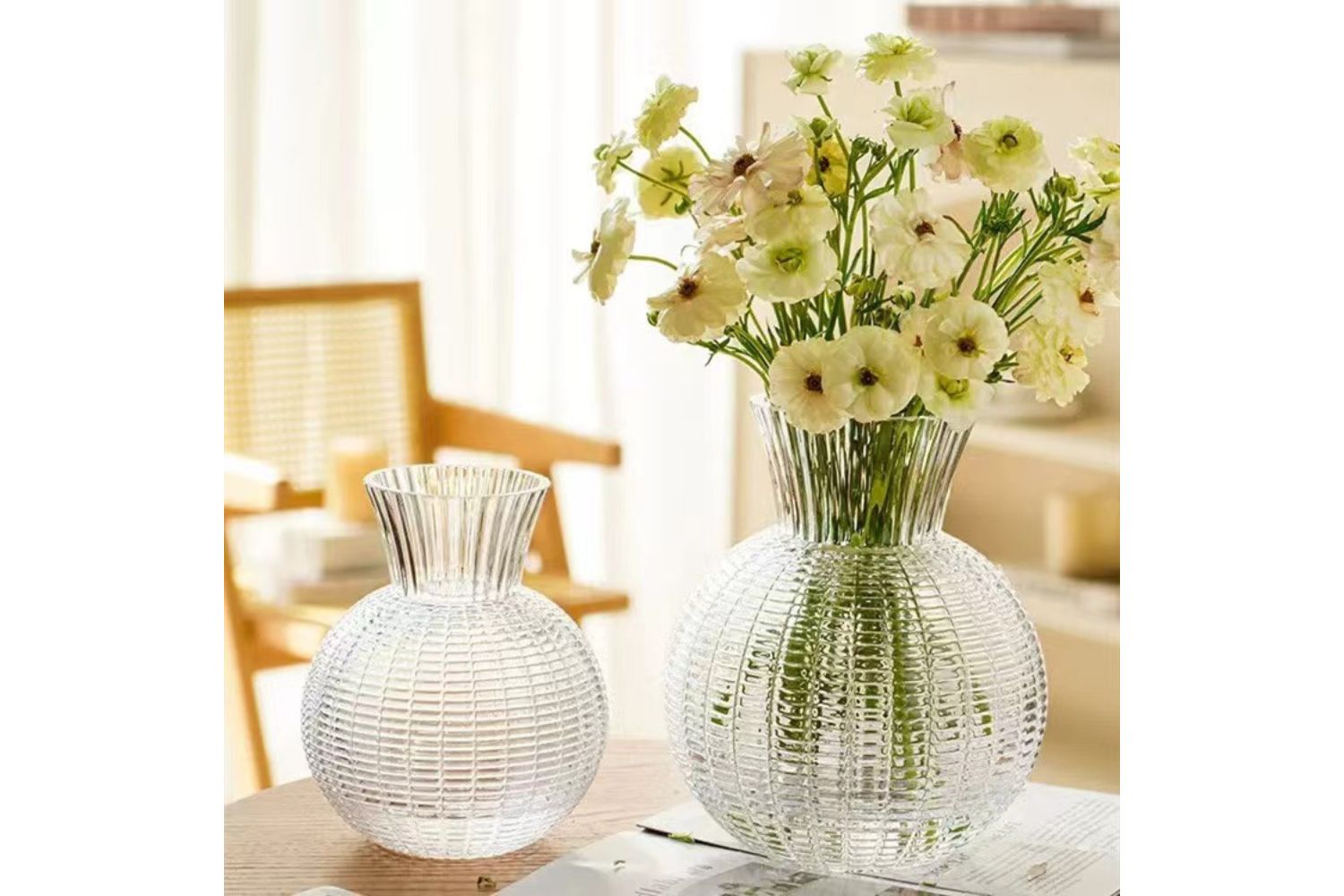 CHECKERED Big/Small Transparent Glass Vase