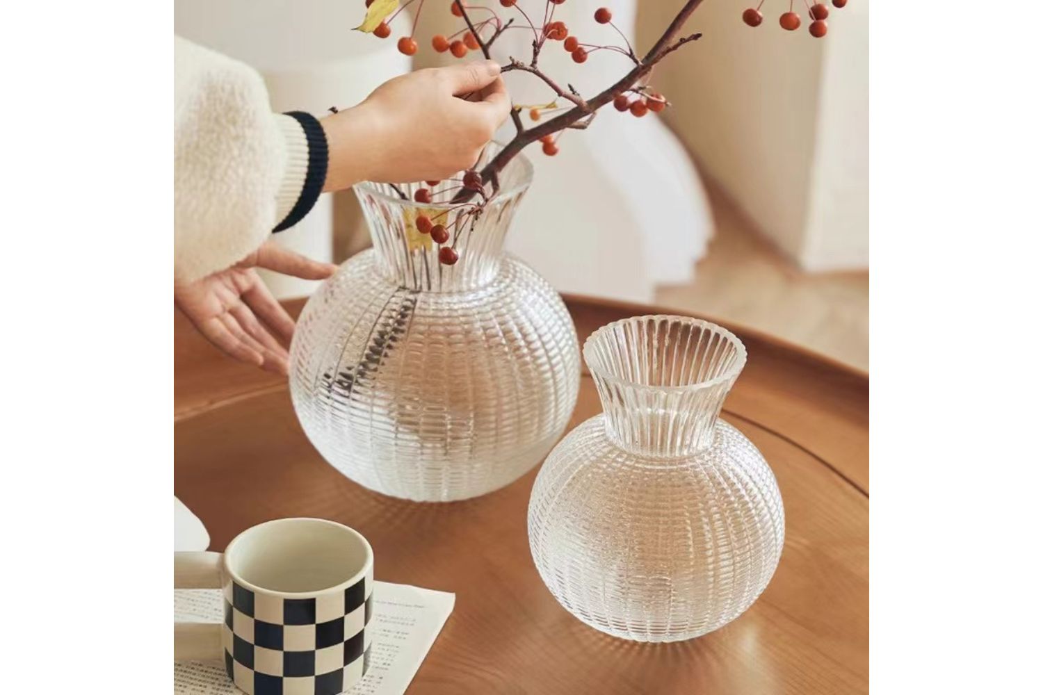 CHECKERED Big/Small Transparent Glass Vase