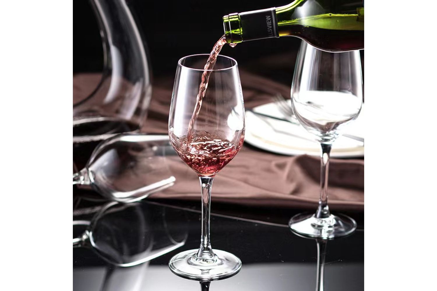 3657 Transparent Wine Glass (300ml) - 6 Glasses in 1 Set
