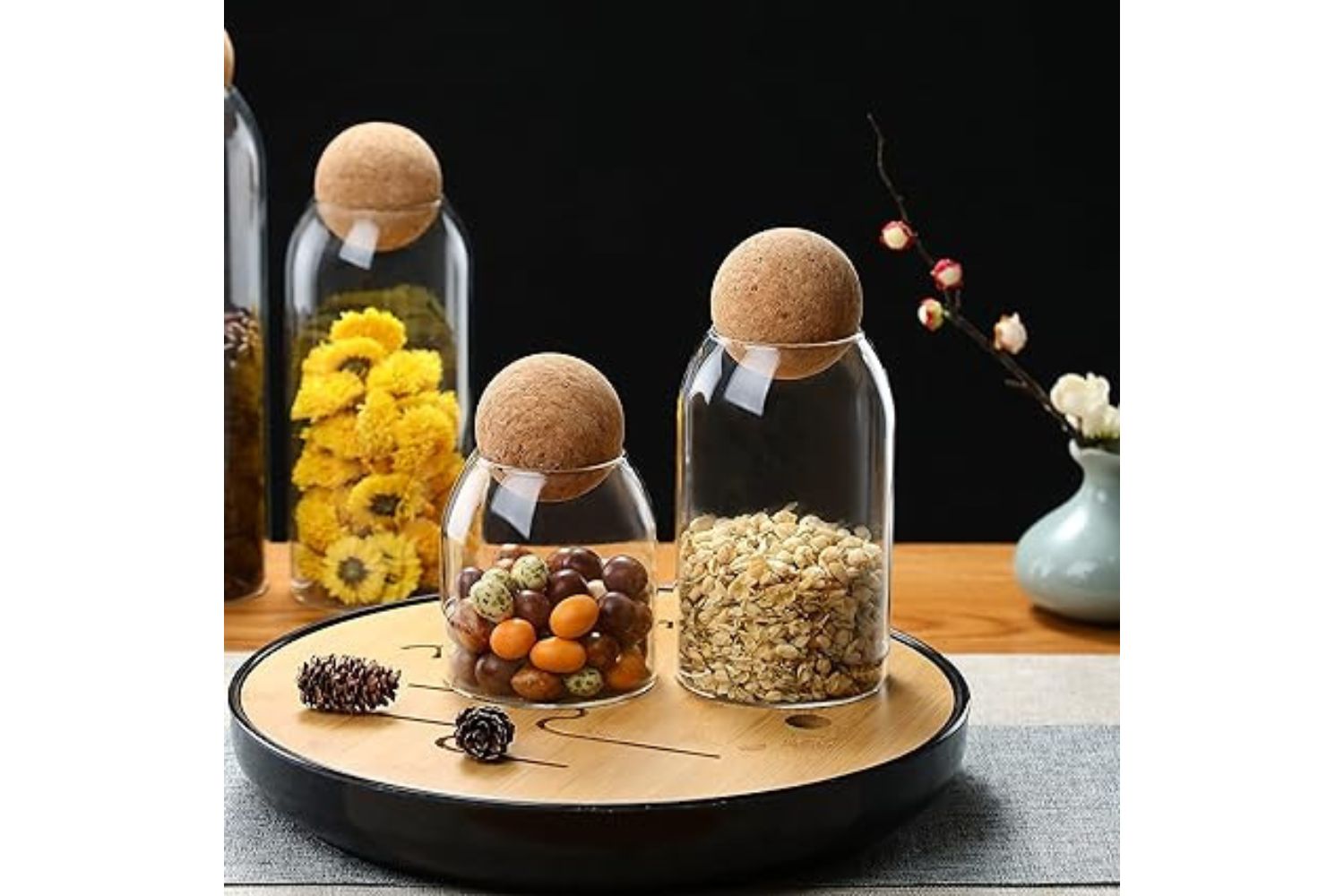 GLOSSY 3-Piece Glass Storage Jar Set