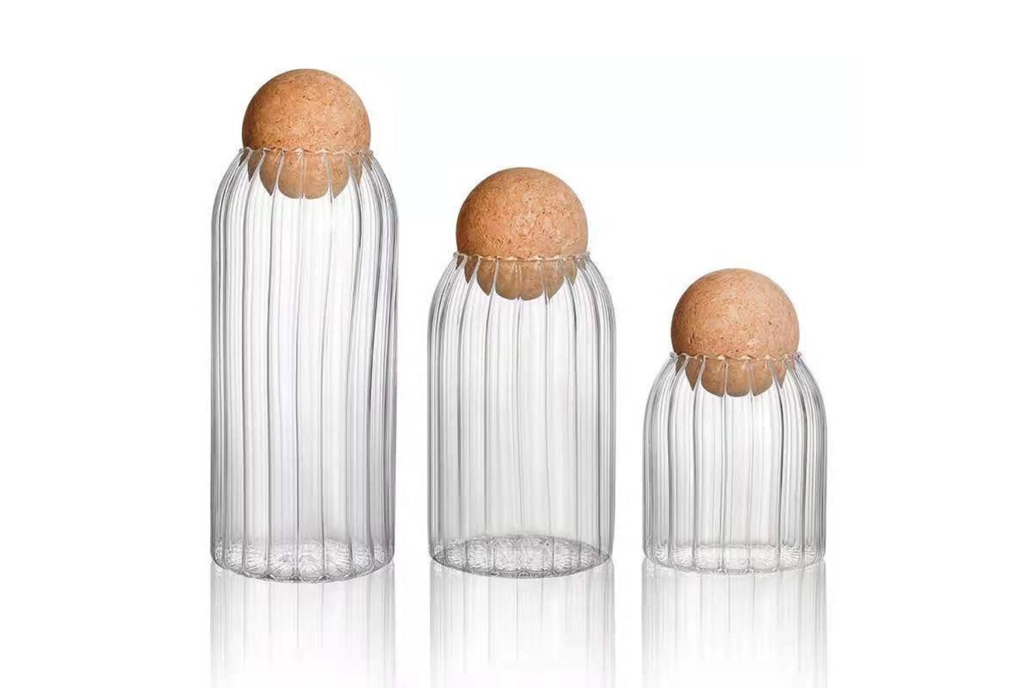 STRIPED 3-Piece Glass Storage Jar Set