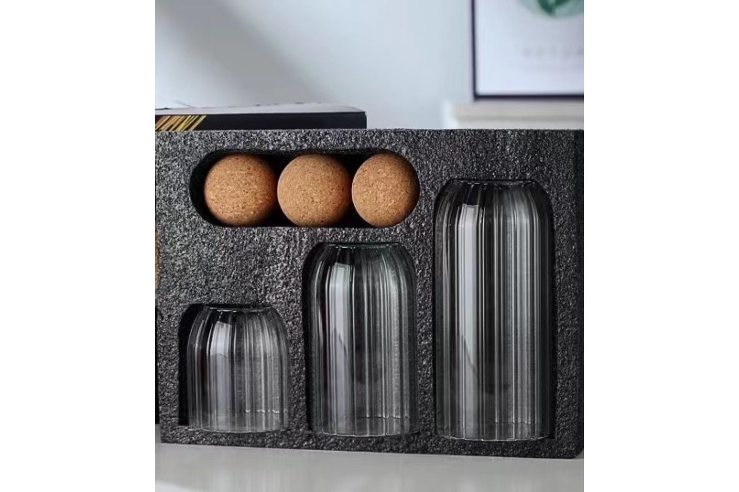 STRIPED 3-Piece Glass Storage Jar Set