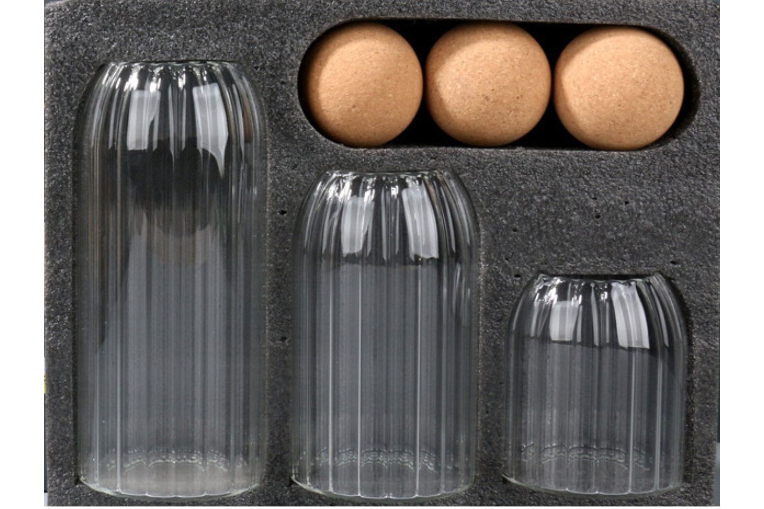 STRIPED 3-Piece Glass Storage Jar Set