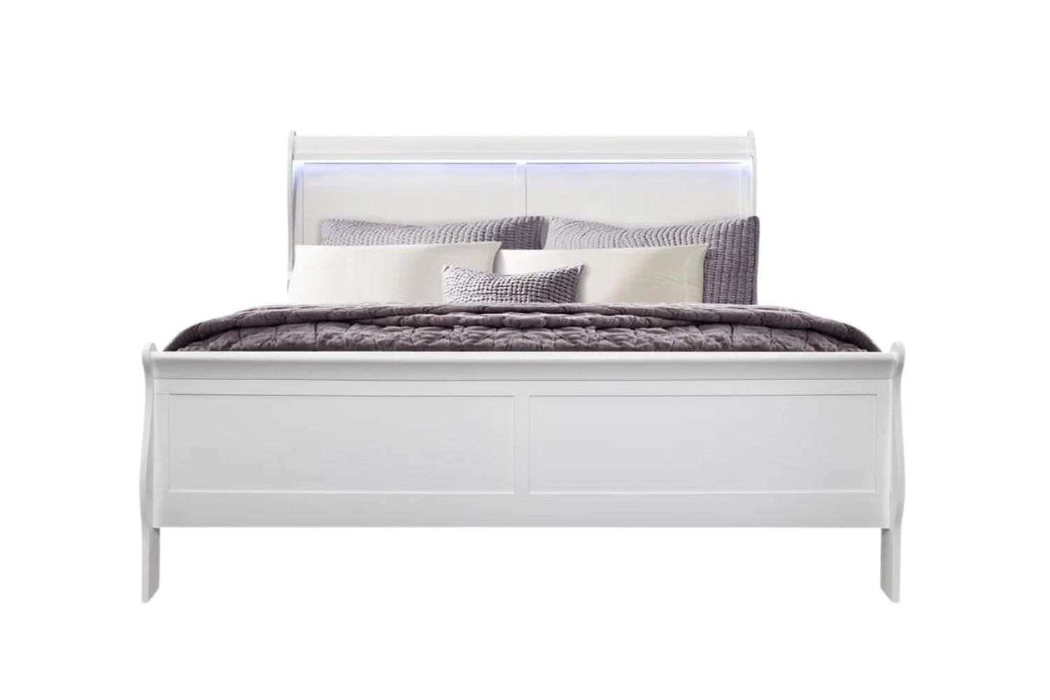 LOUIS Hevea Wood Bed Frame with LED Lighting Headboard in Queen Size ...