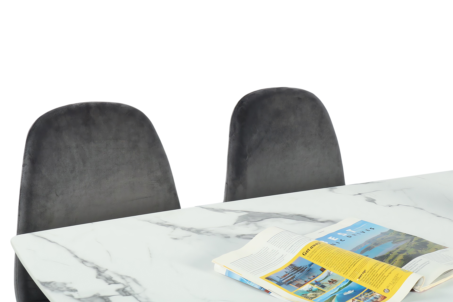 BIJOK 160 7PC Dining Set (White Marble Finishing)