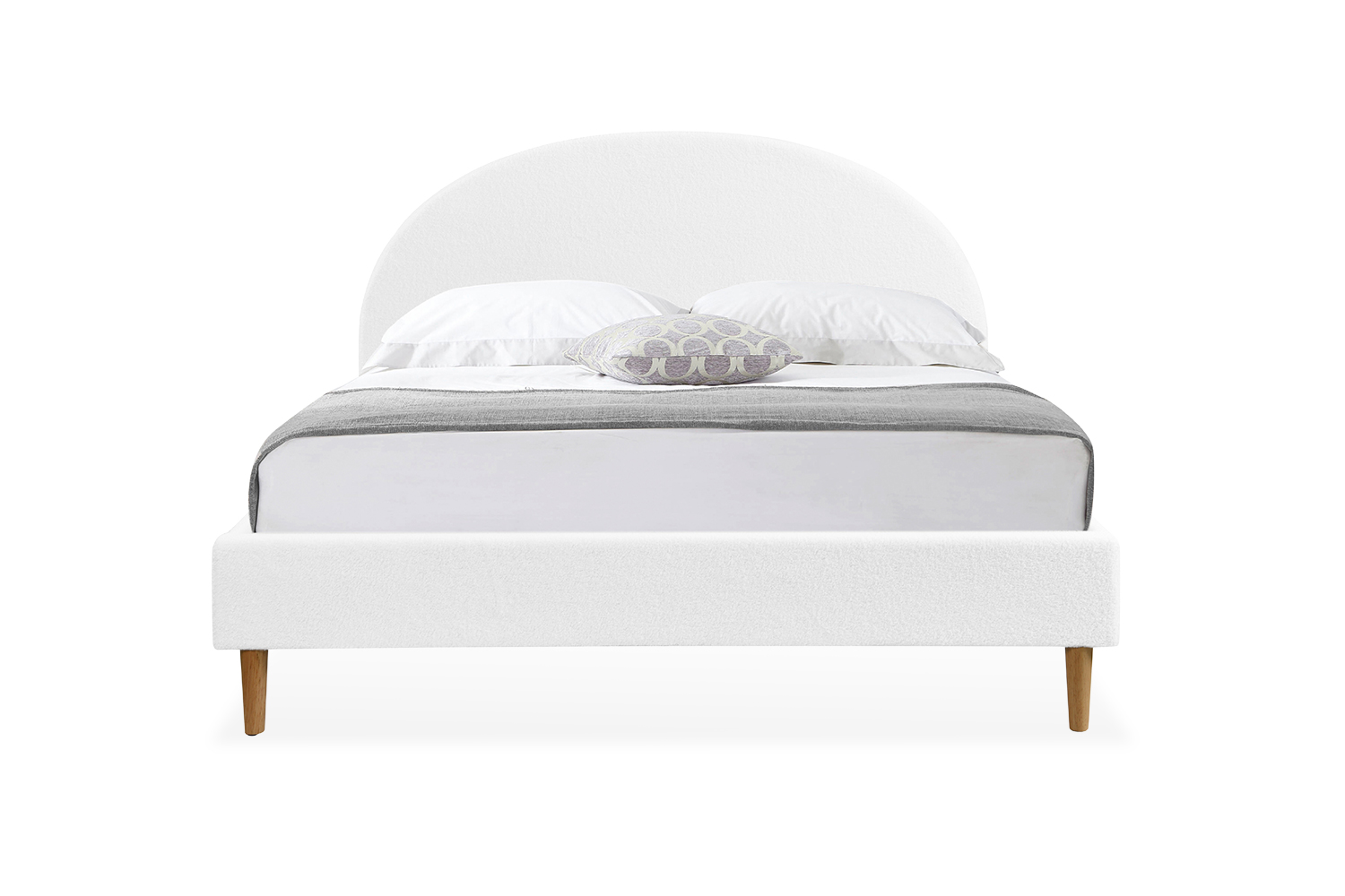 HOFFMAN Fabric Single/Double/Queen Size Bed Frame (Off White)