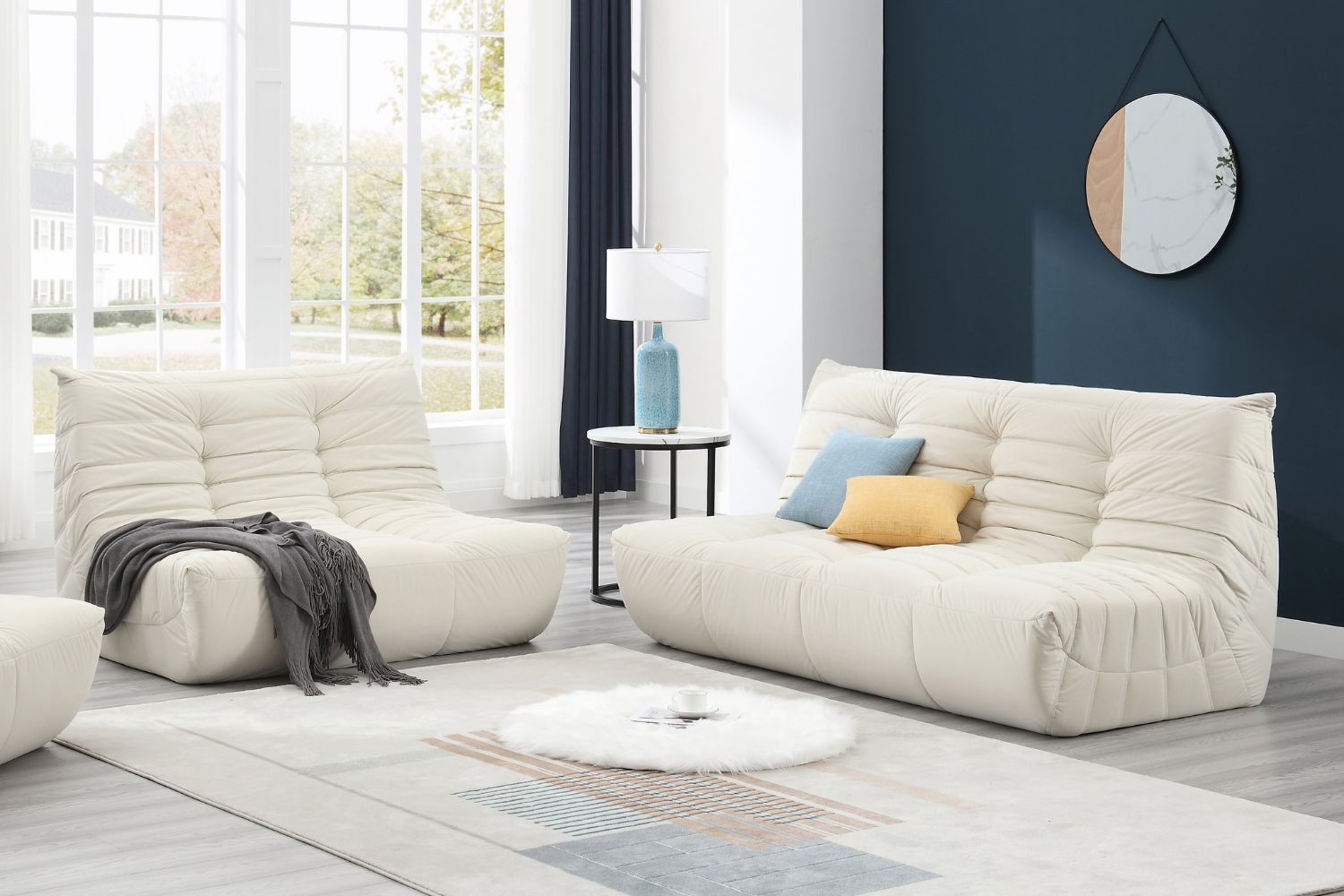 (FLOOR MODEL CLEARANCE) DIANNA Velvet Sofa Range (Cream) - 3 Seater