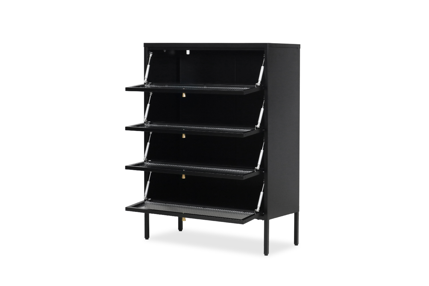 STARK 4-Door Glass Shoe Cabinet (Black)
