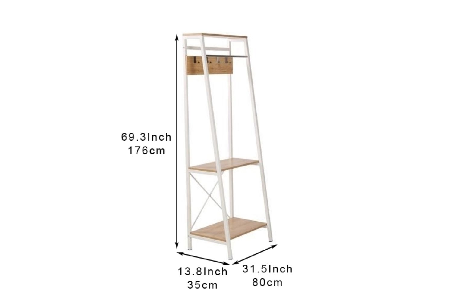 CITY 177x80cm Angled Storage Rack (White)