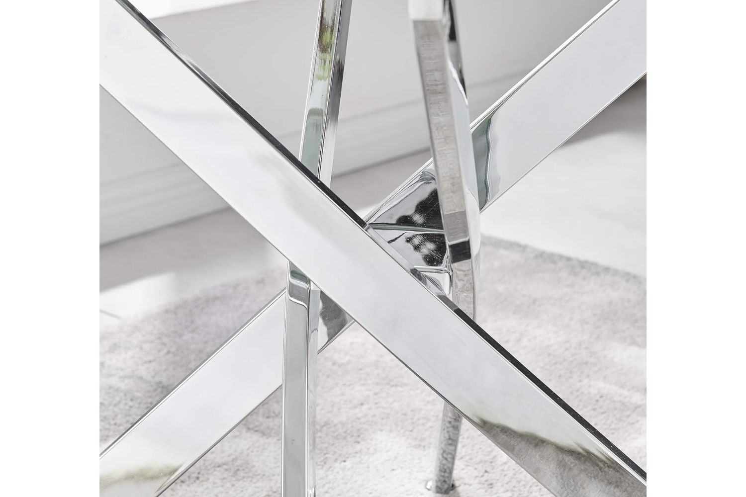 BONNIE 1.5M Glass Top Silver Legs Dining Table