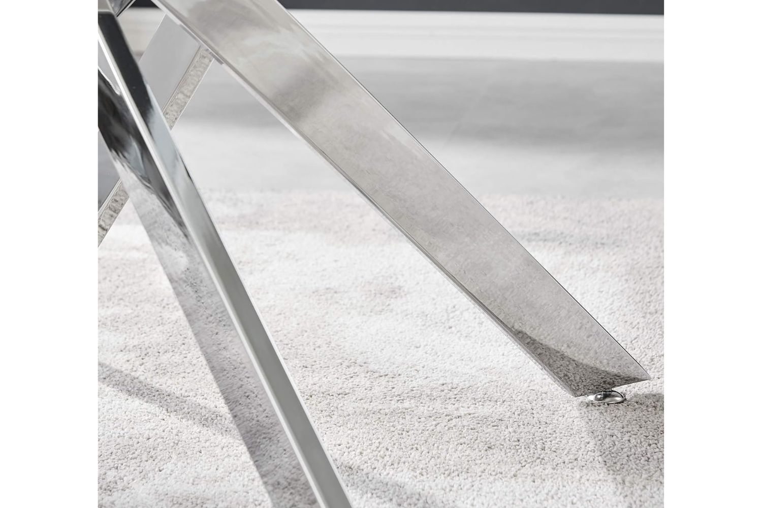 BONNIE 1.5M Glass Top Silver Legs Dining Table