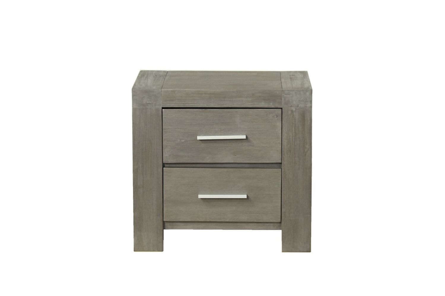 PHILIPPE Acacia 2 Drawer Bedside Table *Silver Grey