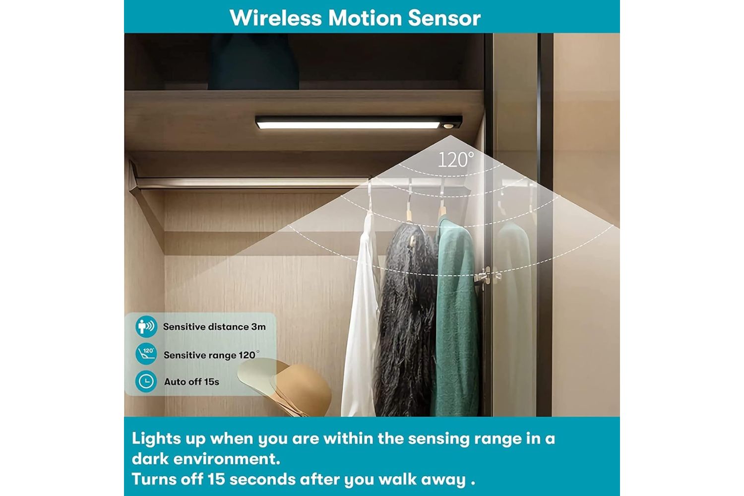 STARK Steel Frame Motion Sensor Magnetic LED Cabinet Light - 60cm