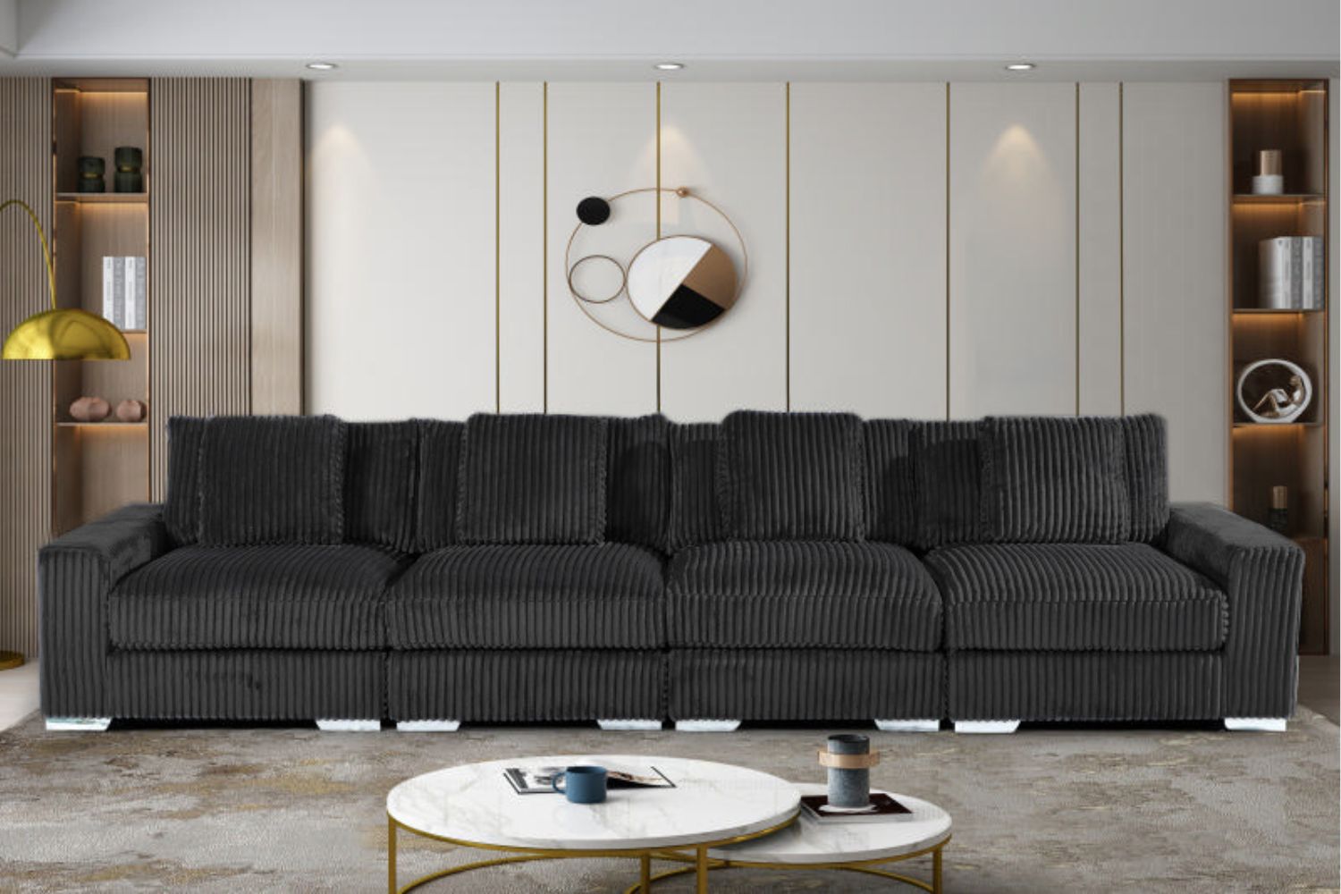 WINSTON Corduroy Modular Sofa (Black)