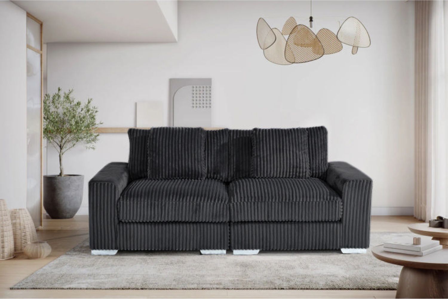 WINSTON Corduroy Modular Sofa (Black)