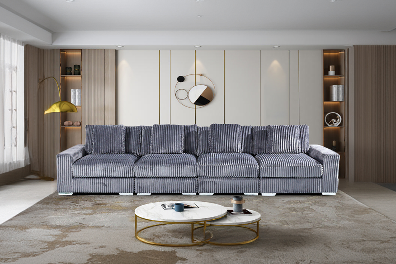 WINSTON Corduroy Modular Sofa (Grey)