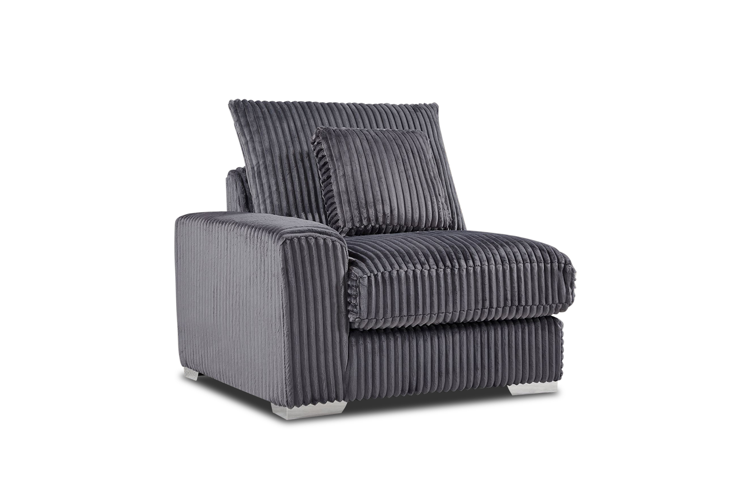 WINSTON Corduroy Modular Sofa (Grey) - Single RAF Armchair