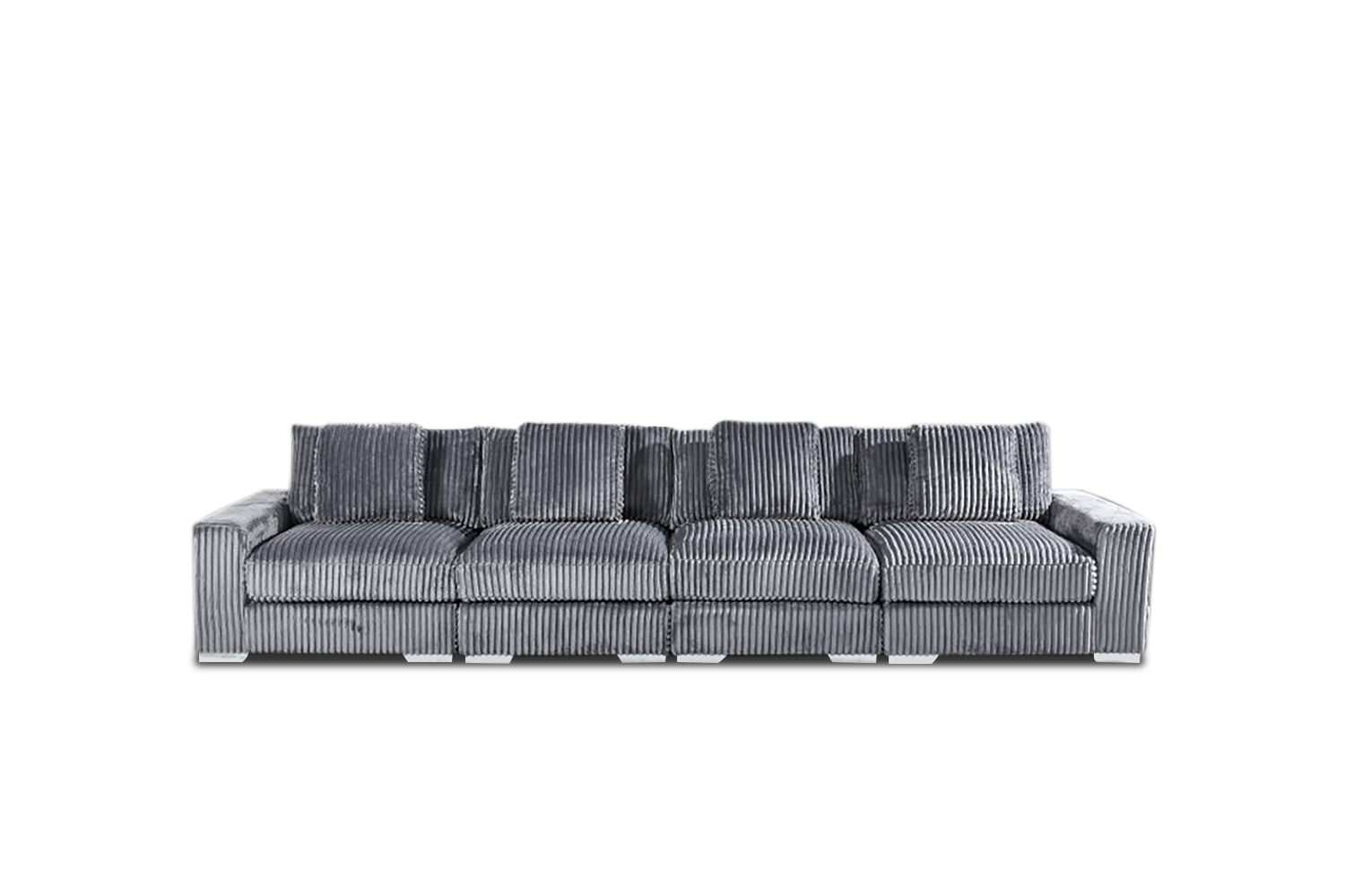 WINSTON Corduroy Modular Sofa (Grey) - 5PC Big Corner Set