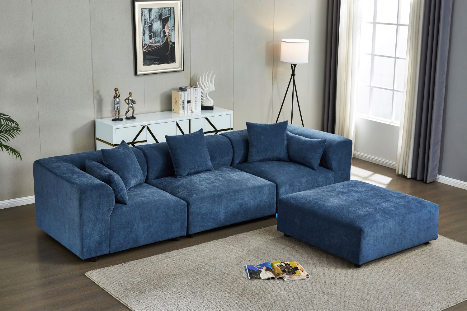 BARI Memory Foam Fabric Modular Sofa - 4PC Corner Set