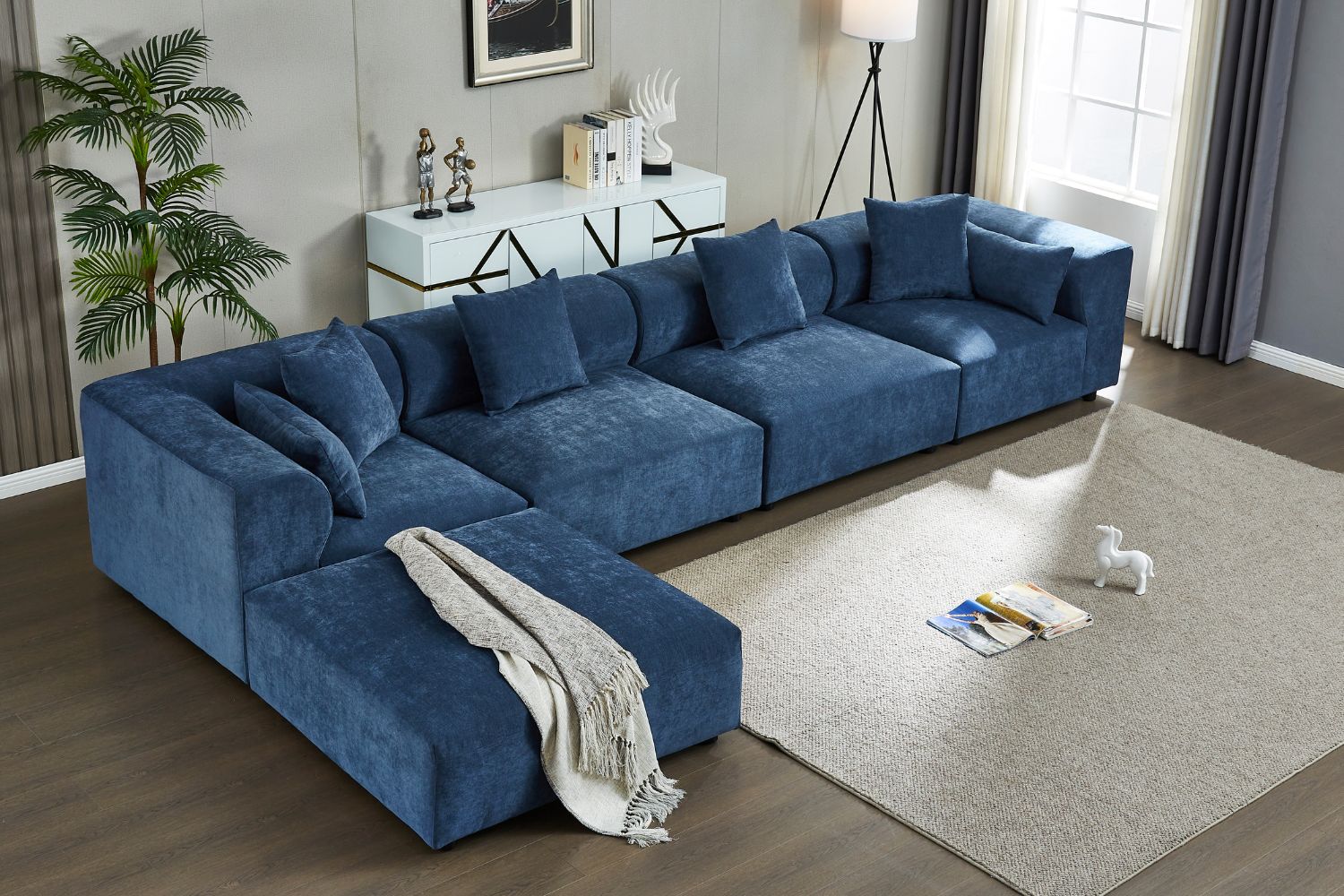 BARI Memory Foam Fabric Modular Sofa - 4PC Corner Set