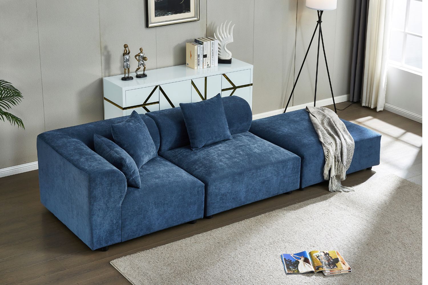 BARI Memory Foam Fabric Modular Sofa - 4PC Corner Set