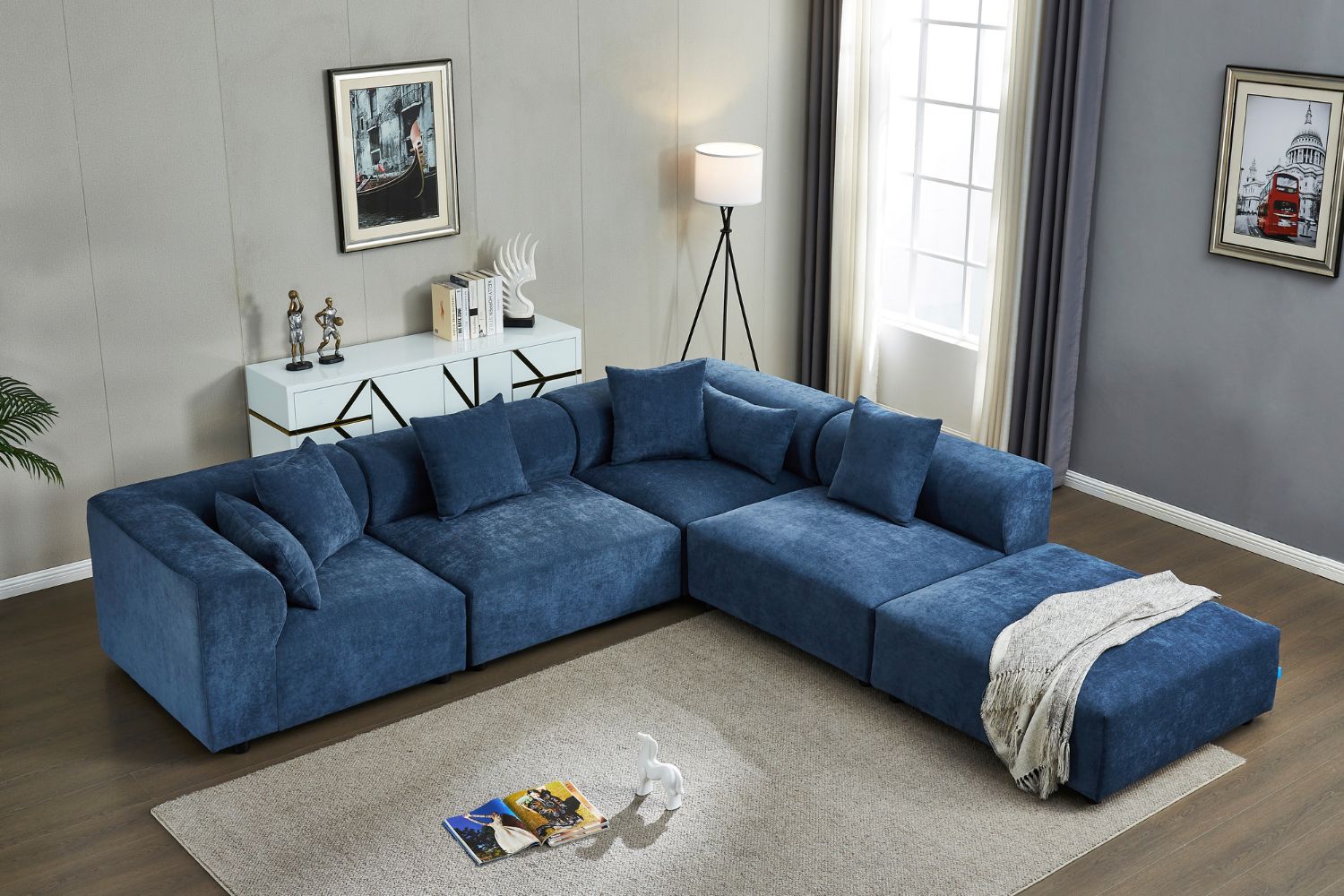 BARI Memory Foam Fabric Modular Sofa - 4PC Corner Set