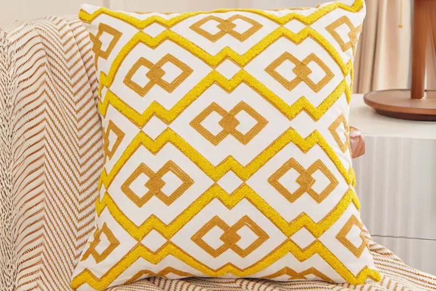 GEOMETRIC Pattern Towel Embroidered Cushion with Inner (45x45cm ...
