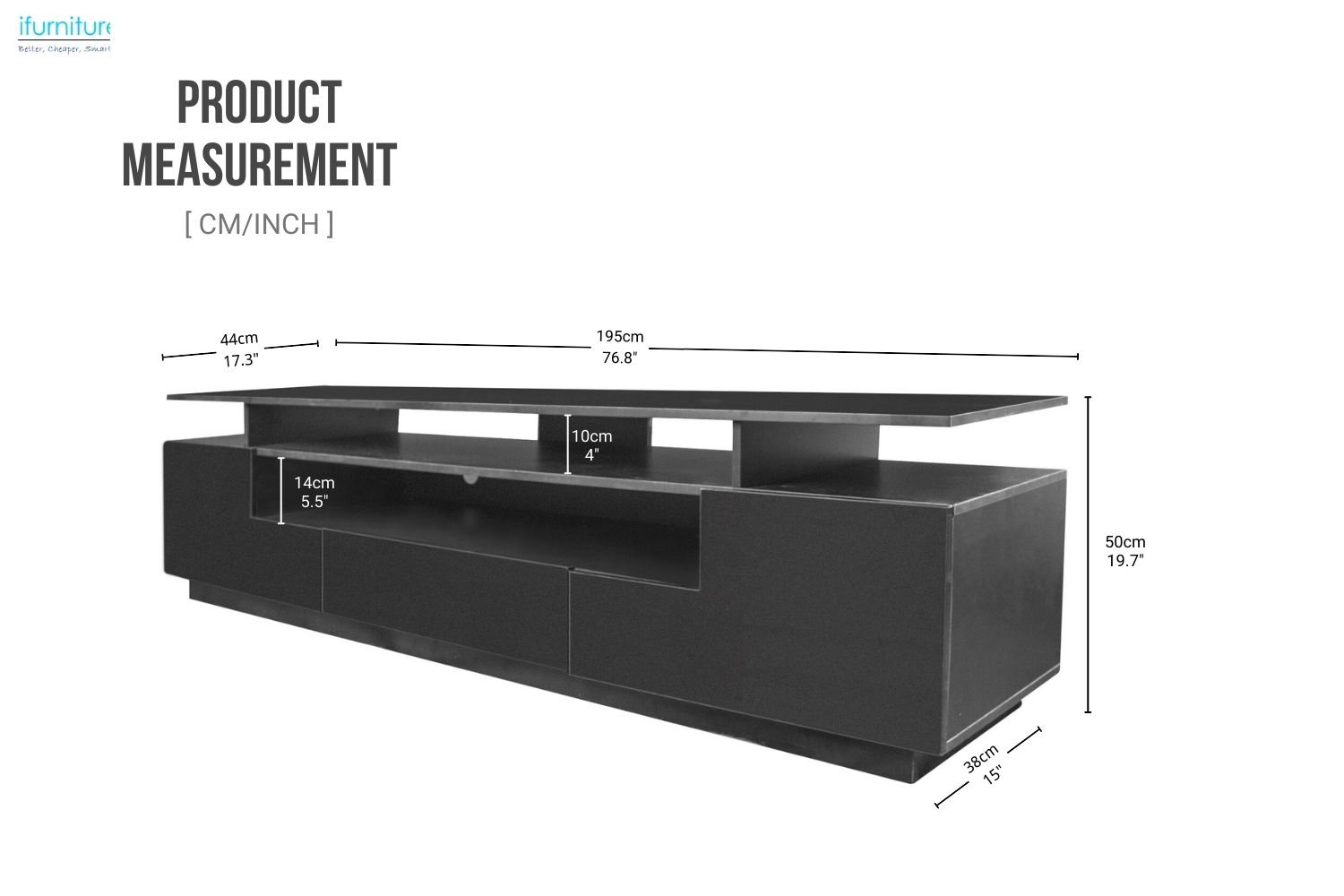 ONEL 195 TV Unit with LED Lights (Black)
