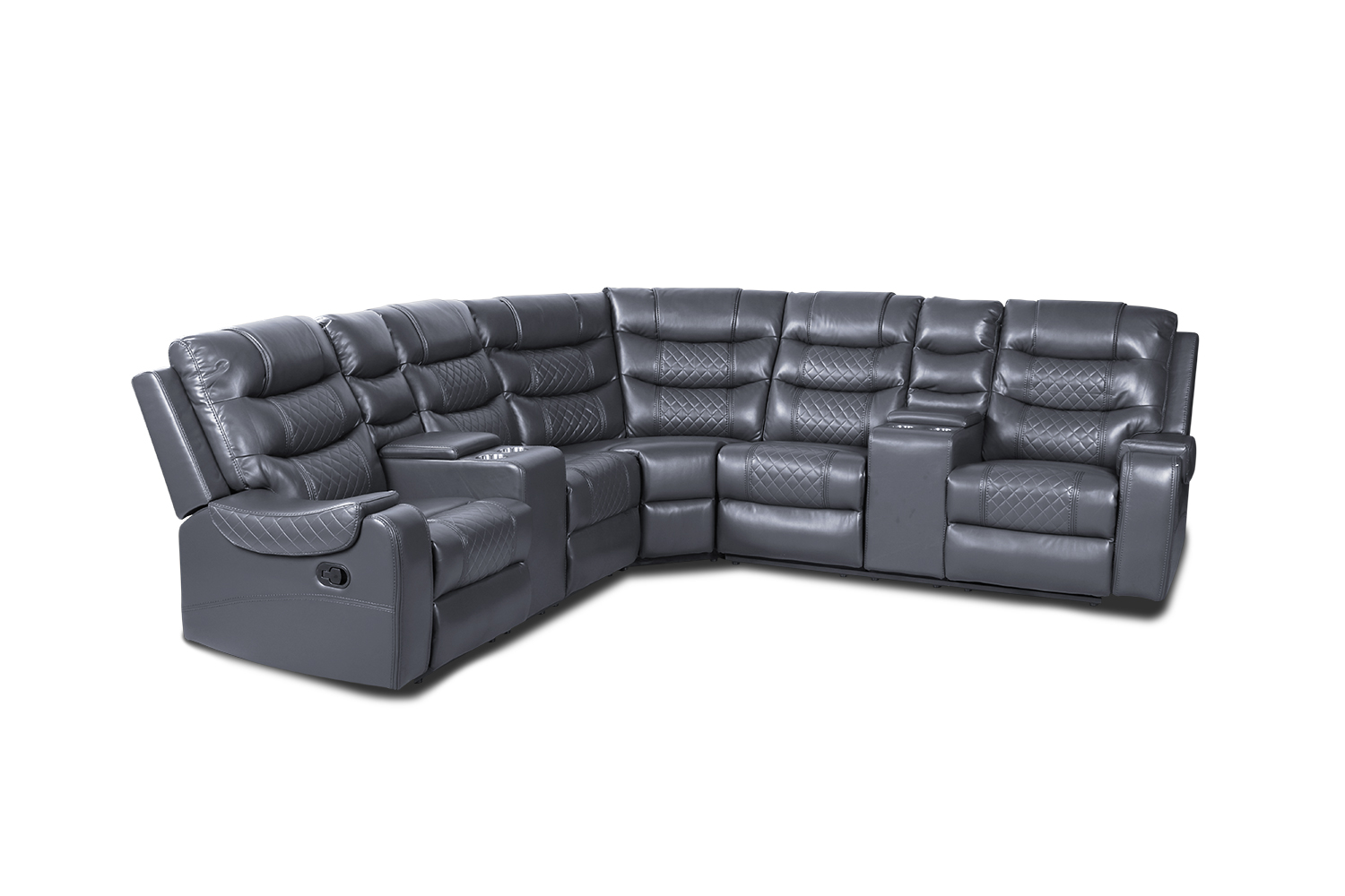 LAKELAND Reclining Corner Sofa with Console and Storage (Grey)