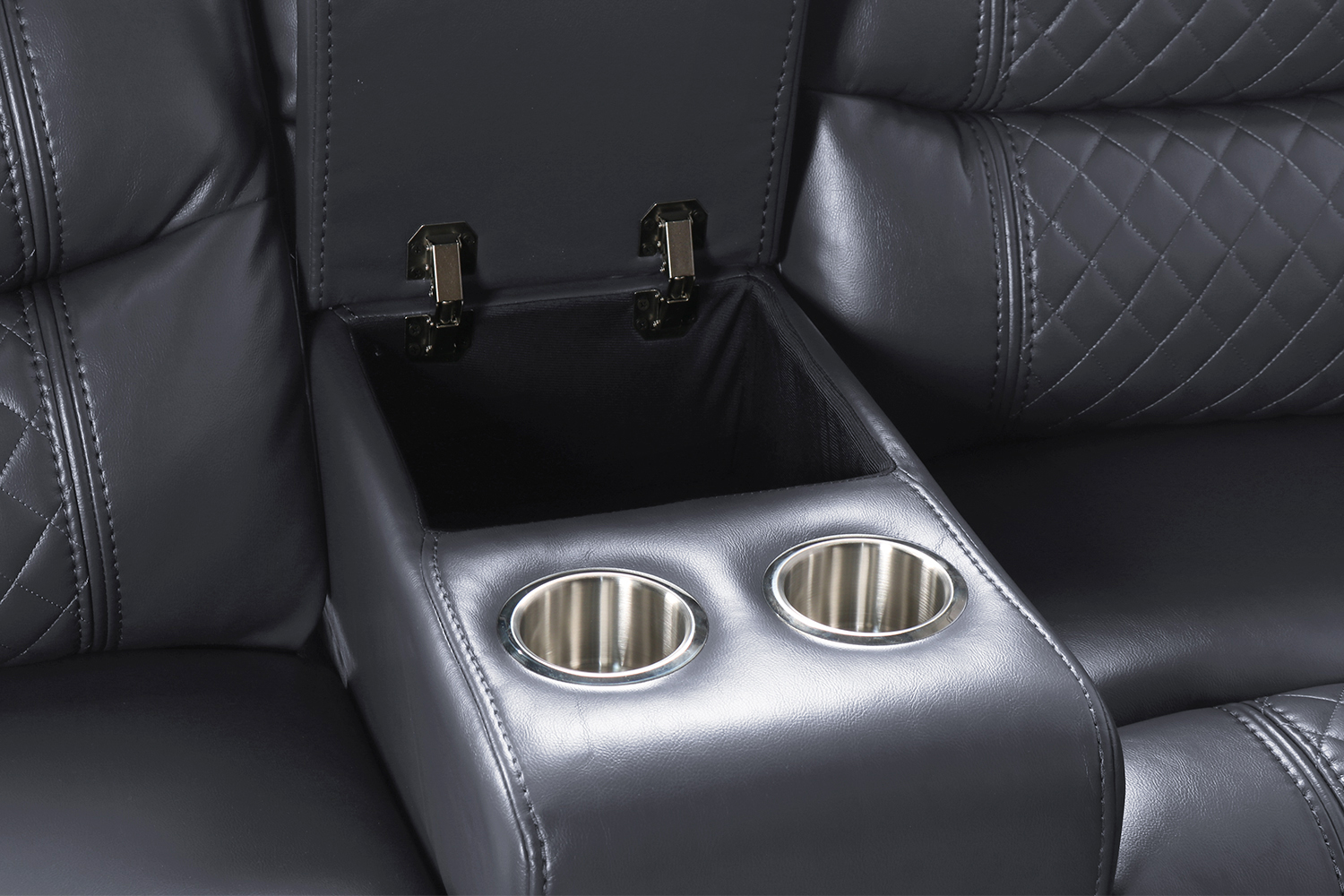 LAKELAND Reclining Corner Sofa with Console and Storage (Grey)