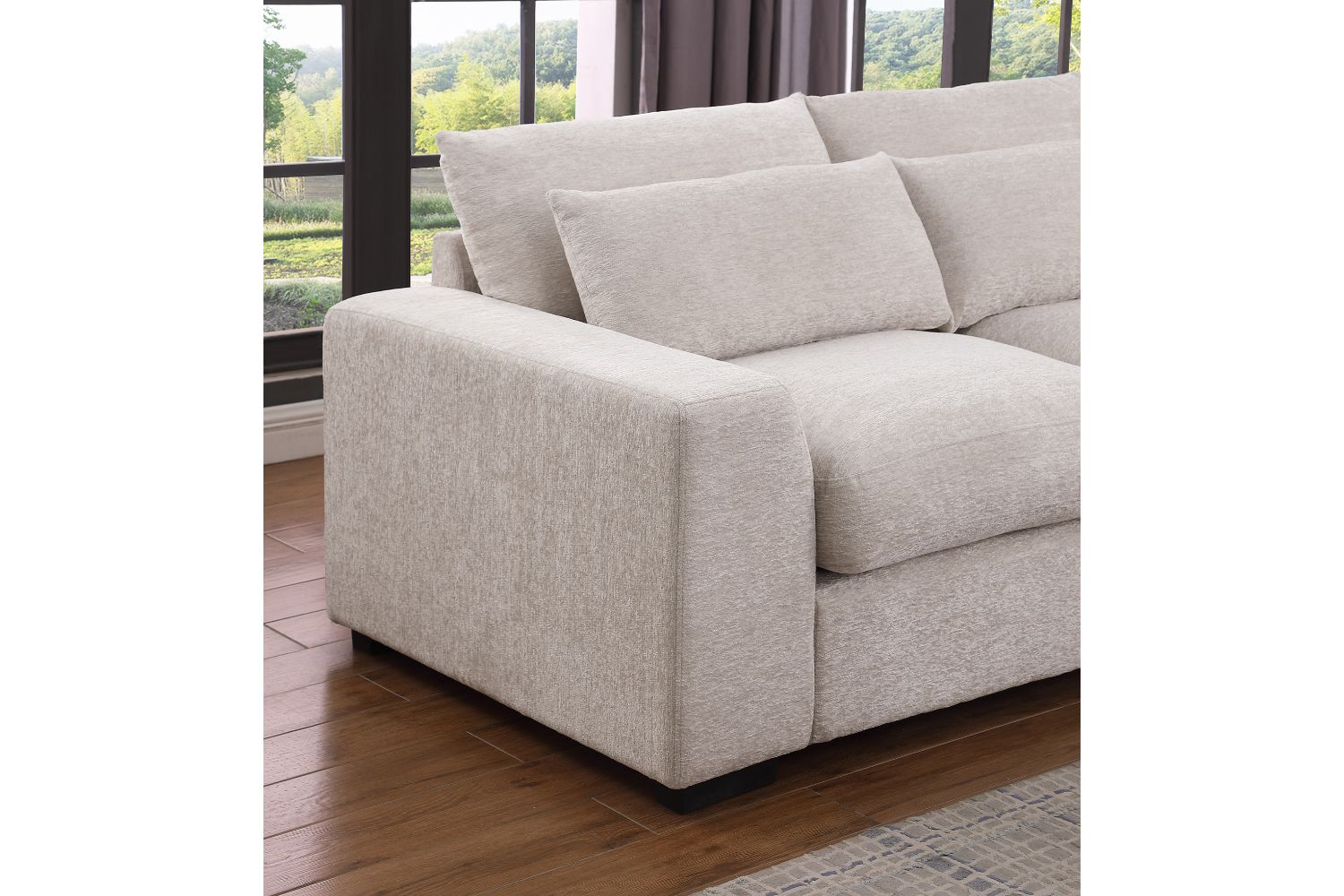 SIREN Sectional Chenille Fabric Sofa - Chaise Facing Left