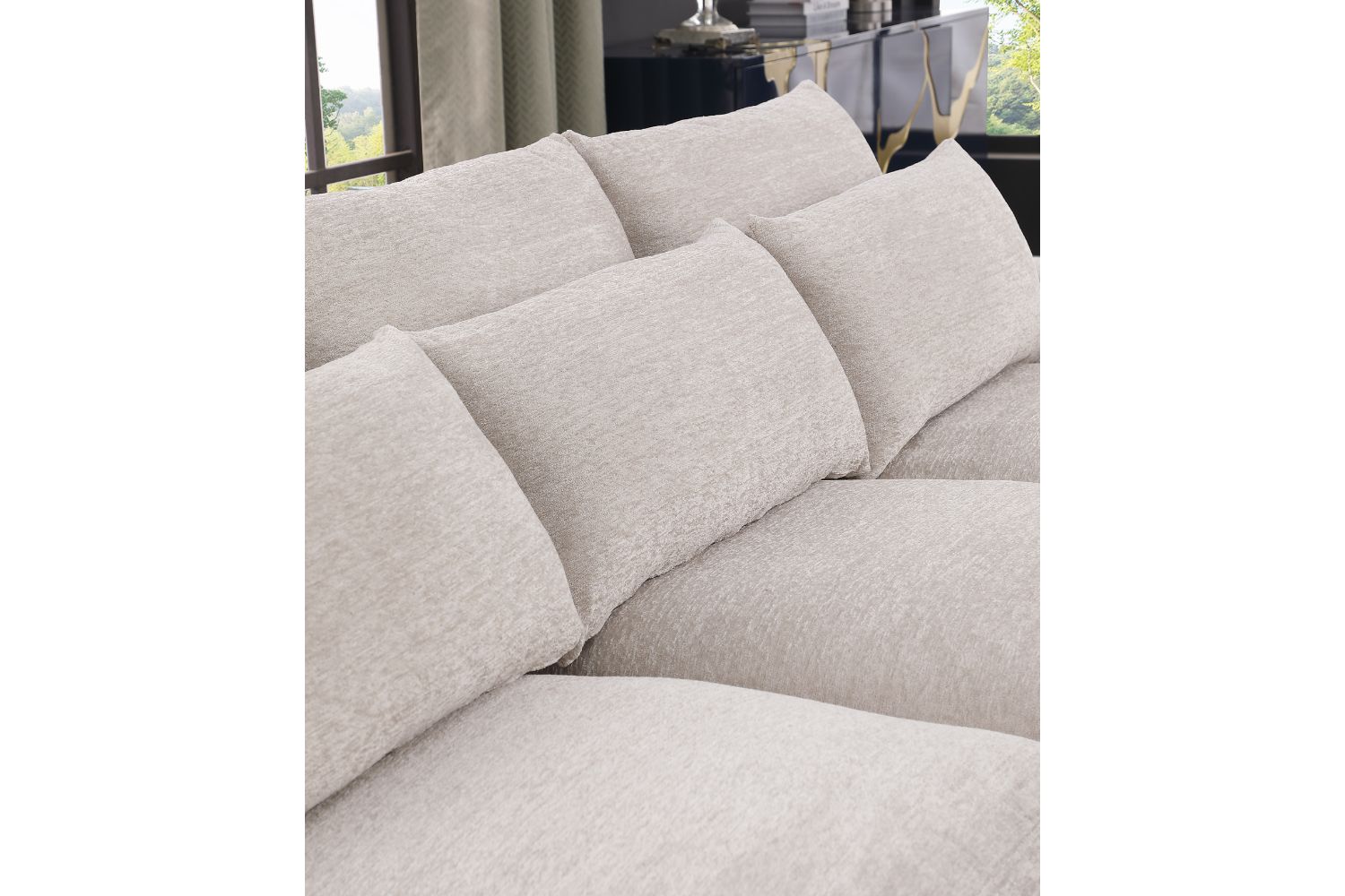 SIREN Sectional Chenille Fabric Sofa - Chaise Facing Right