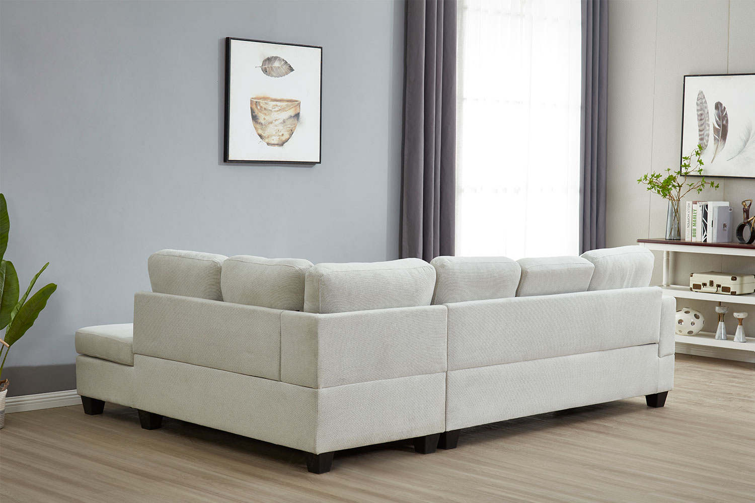 NEBULA Premium Sectional Sofa with Storage Ottoman & Drop-Down Console ...