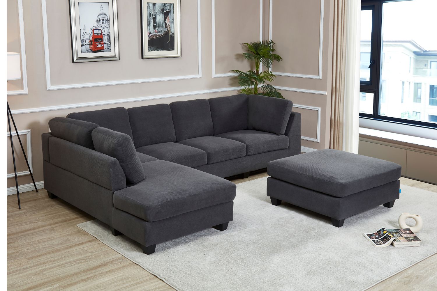 LIBERTY Premium Sectional Sofa (Dark Grey) - Chaise Facing Right ...