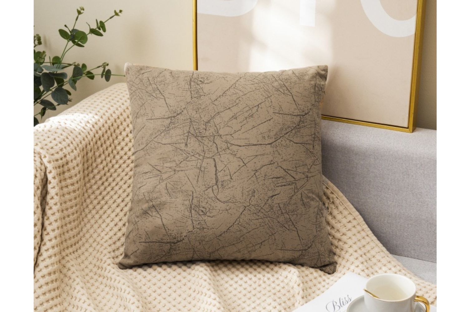 TECH Fabric Cushion with Inner in Brown/Blue/Yellow/Orange (45x45cm)