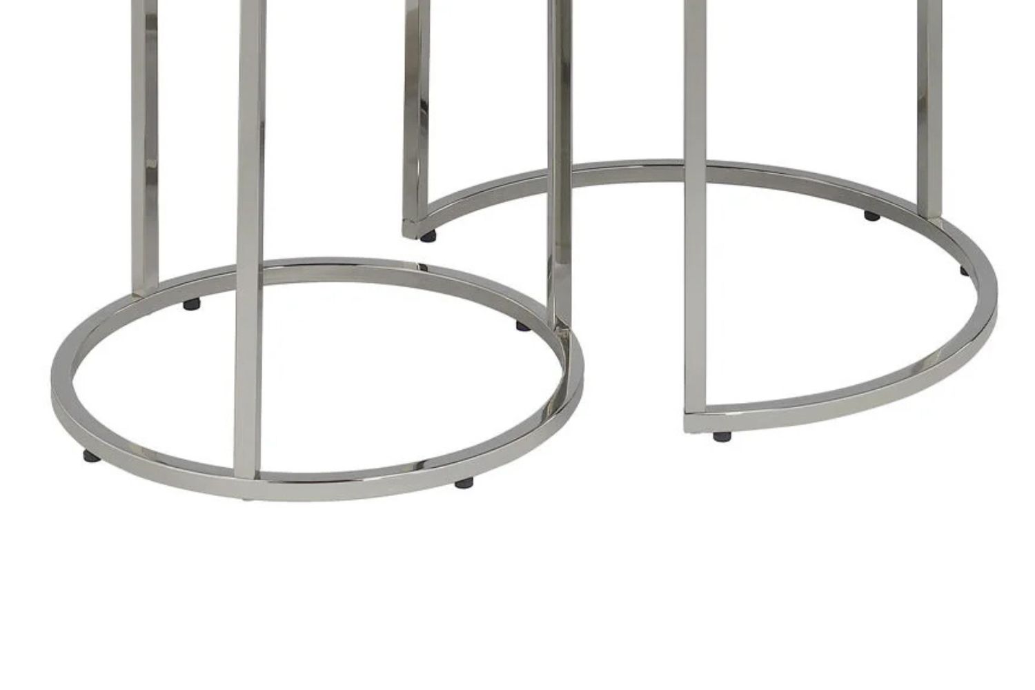 AYDAN Nesting Side Table with White Marble Top and Silver Legs