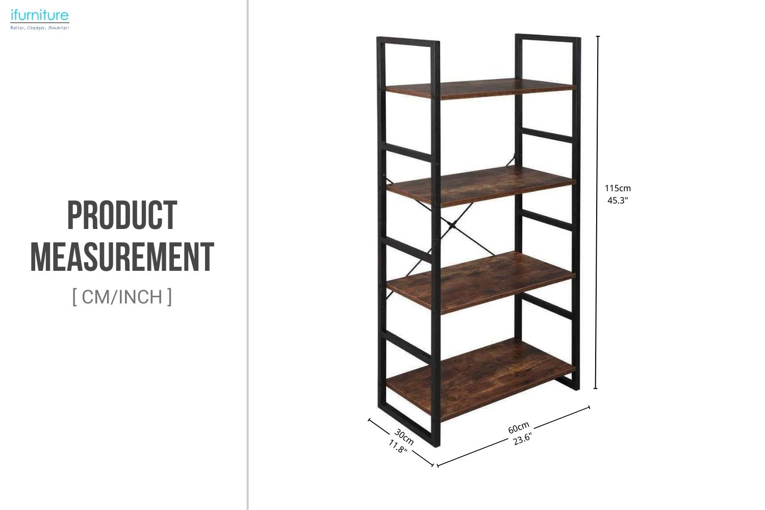 DADRIAN 115cmx60cm 4-Tier Shelf