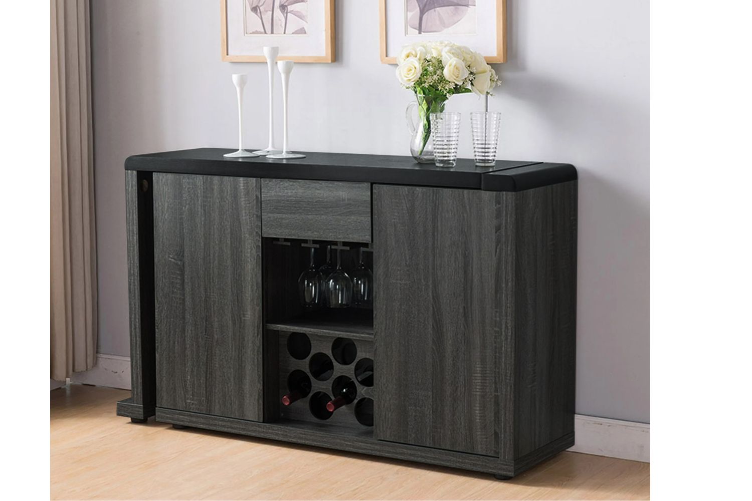MYKA 1.3M Extendable Buffet/Sideboard with Wine Rack