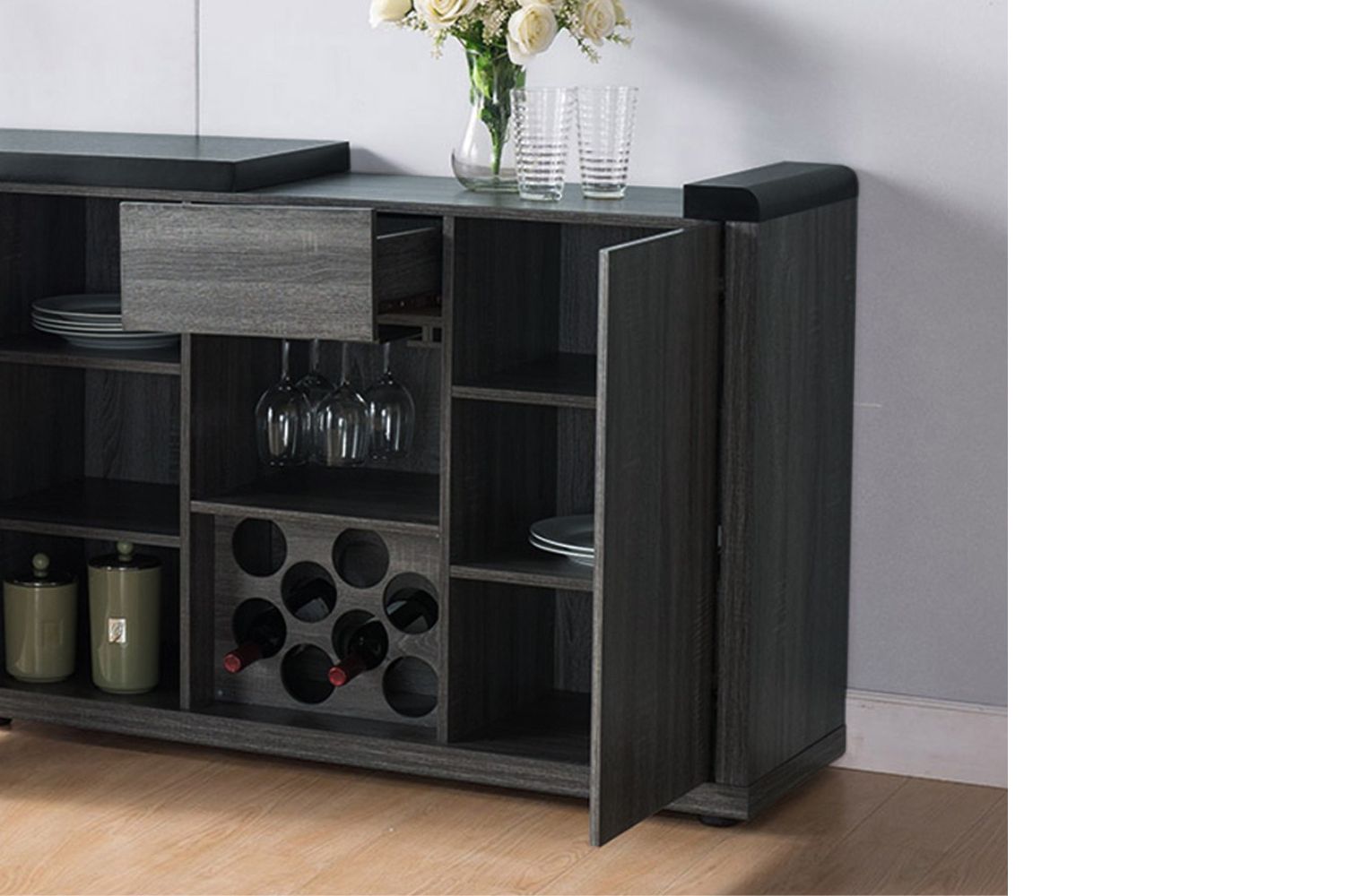 MYKA 1.3M Extendable Buffet/Sideboard with Wine Rack