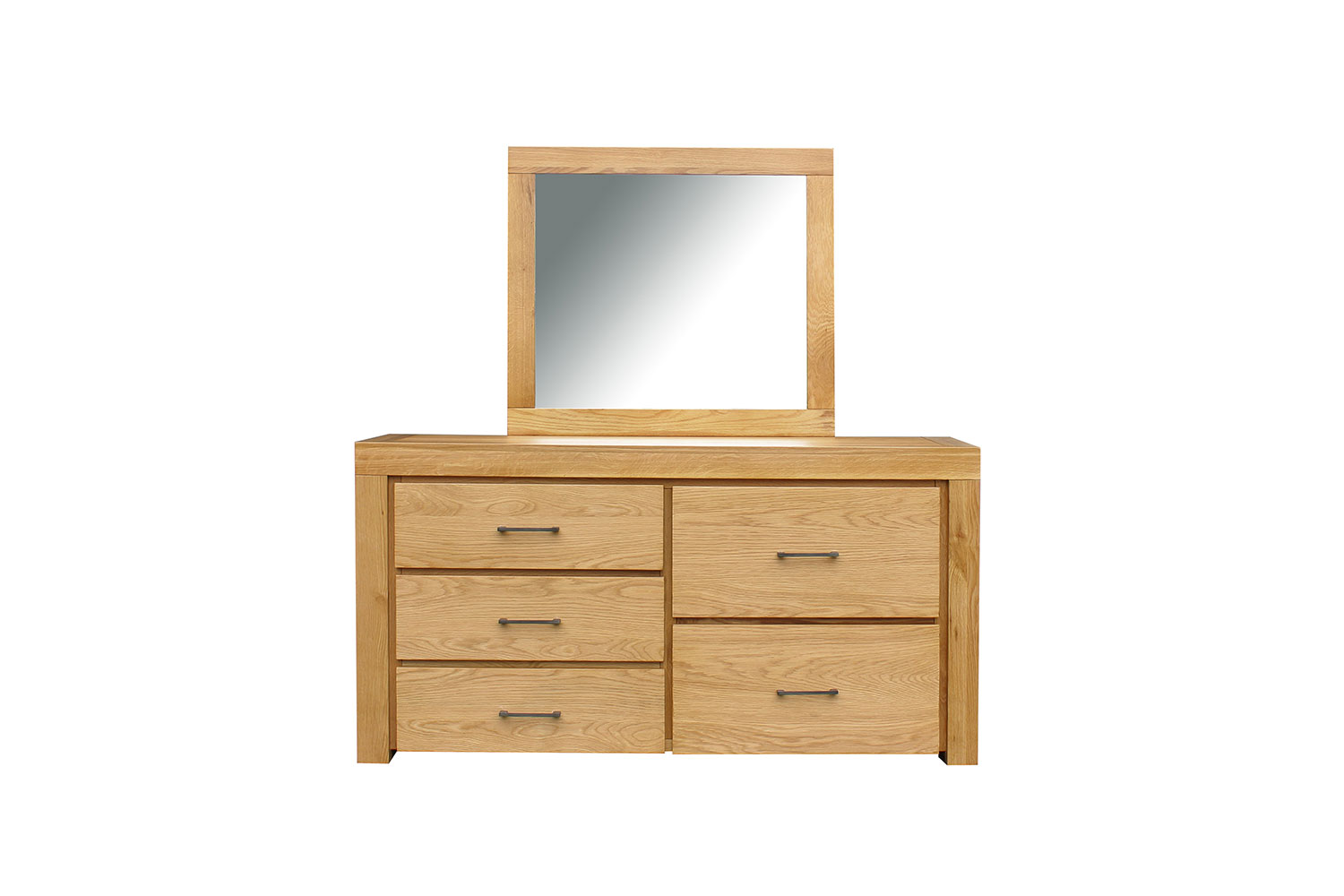 HEYFIELD 5-Drawer Solid Oak Dresser with Mirror