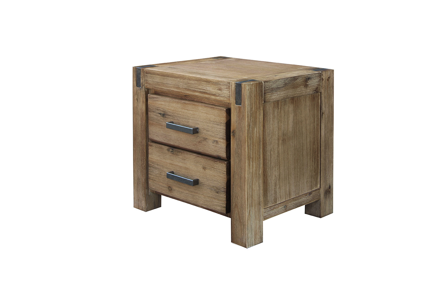 SPRINGBROOK 2-Drawer Solid Acacia Wood Bedside Table