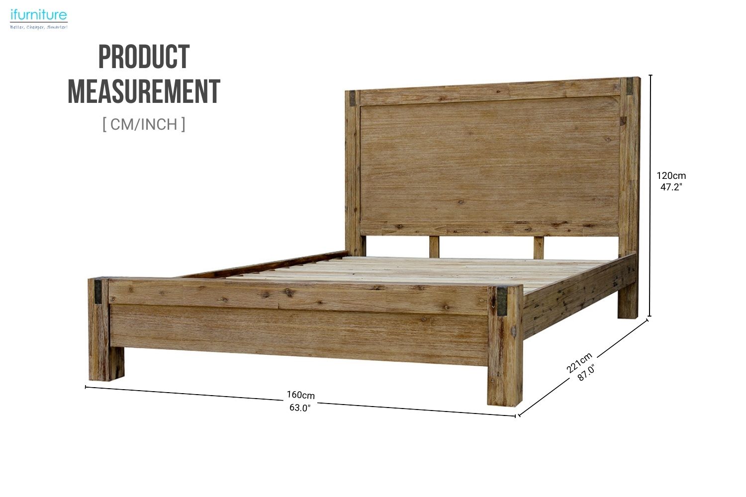 SPRINGBROOK Highfoot Solid Acacia Wood Bed Frame in Queen Size