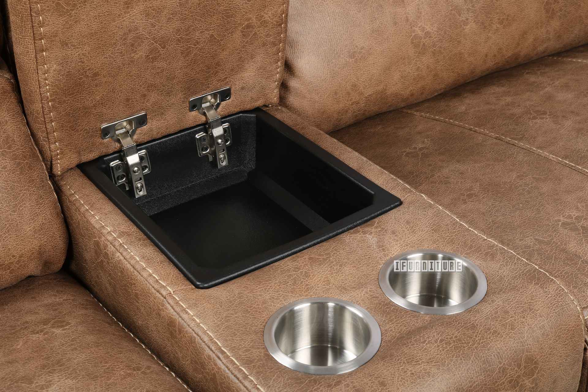 NAKEETA Air Leather Power Recliner Modular Sofa with Console and Storage