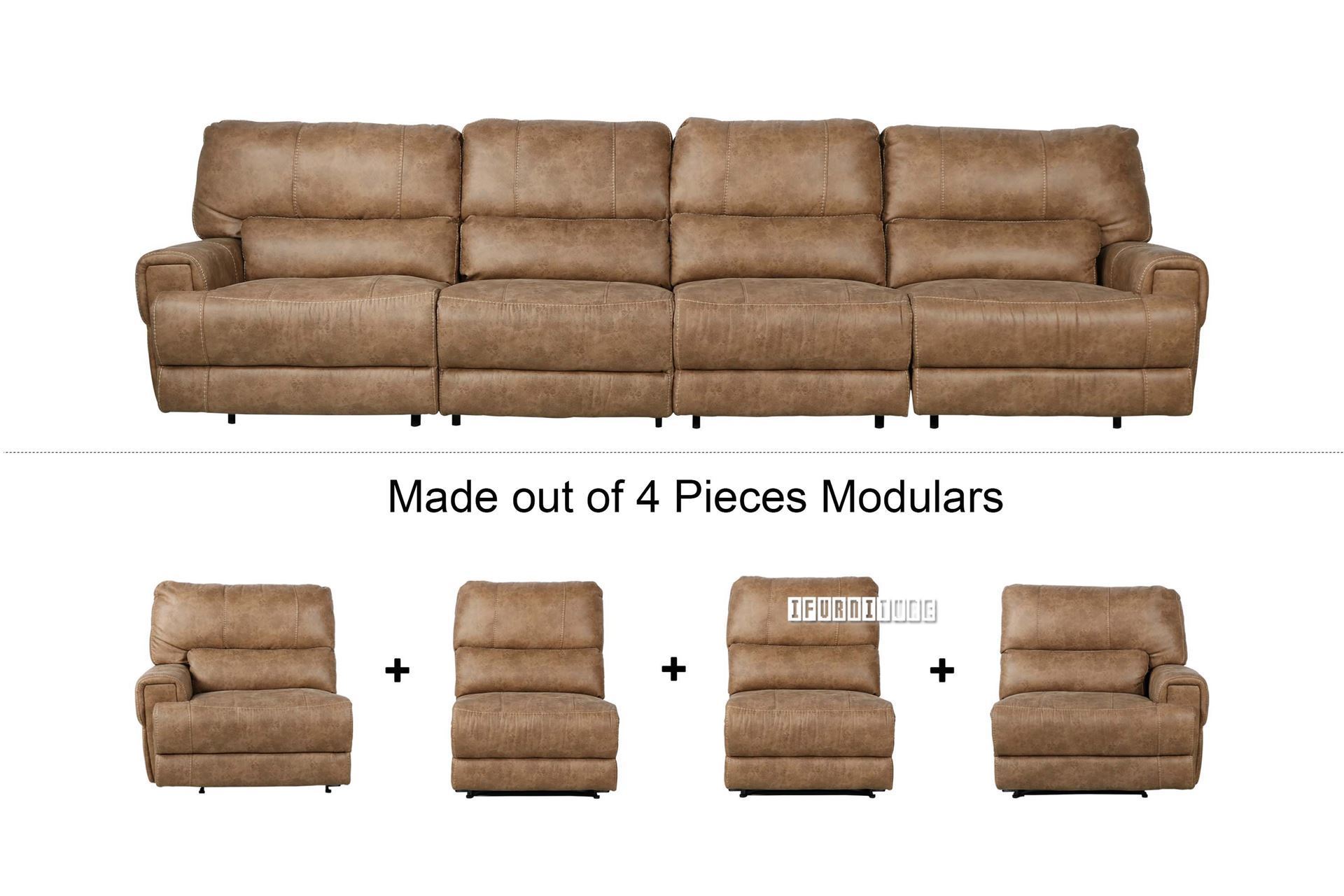NAKEETA Air Leather Power Recliner Modular Sofa with Console and Storage