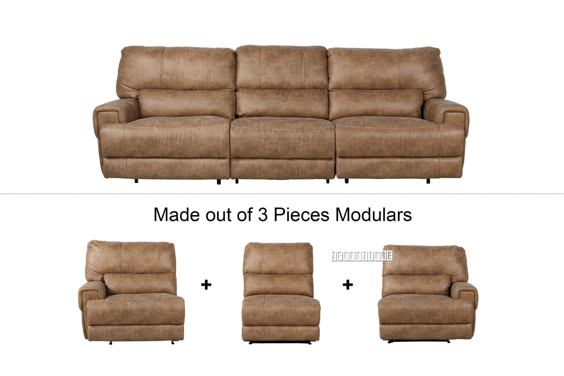 NAKEETA Air Leather Power Recliner Modular Sofa with Console and Storage